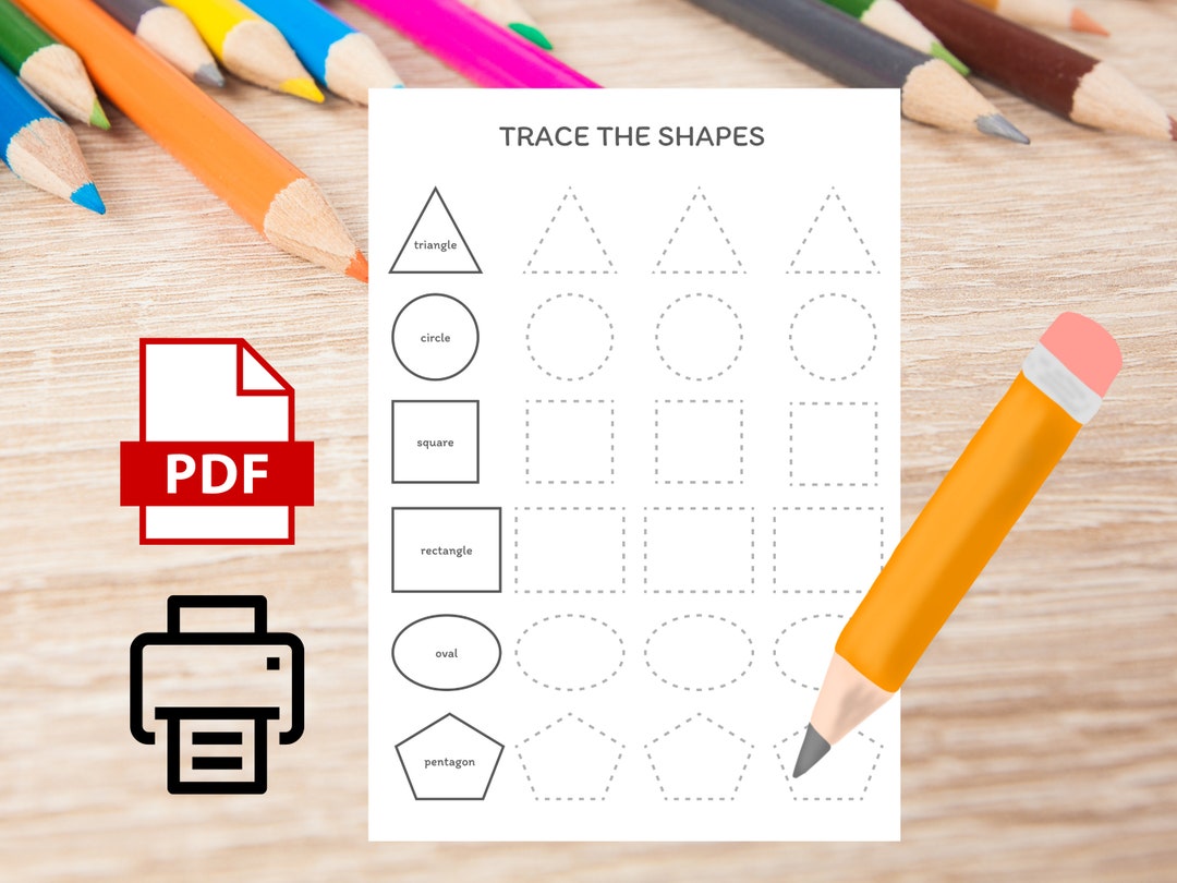Trace the Shapes PDF, Printable Preschool Activities, Preschool ...