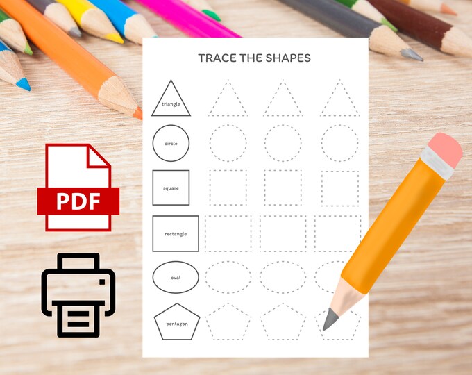 Trace the Shapes PDF, Printable Preschool Activities, Preschool ...