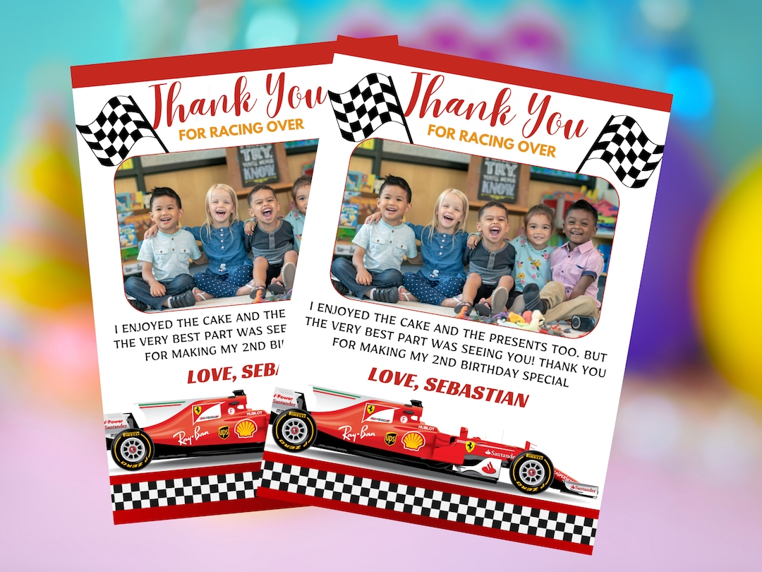 Race Car Thank You Cards, Photo Thank You Cards, Birthday Thank You ...