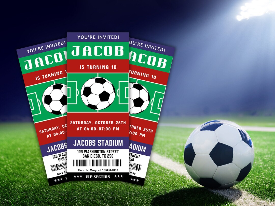 Editable Soccer Ticket Birthday Invitation Template, Soccer Invitation ...
