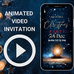 Dark Blue Animated Christmas Video Invitation, Mobile Christmas ...
