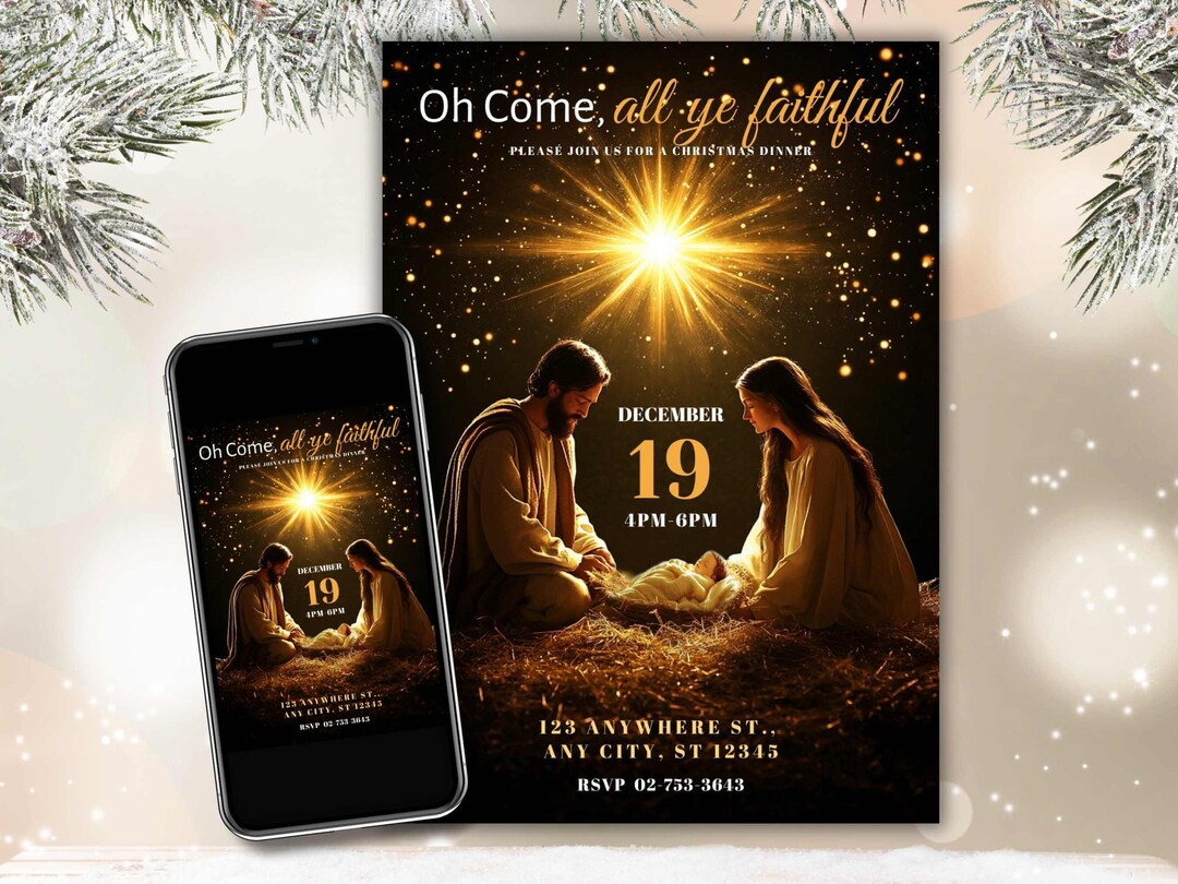 Christian Nativity Invitation, Church Christmas Invitation, Holiday ...