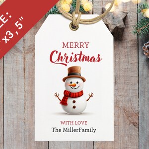 Snowman Christmas Gift Tag Template, Printable Holiday Favor Tag ...