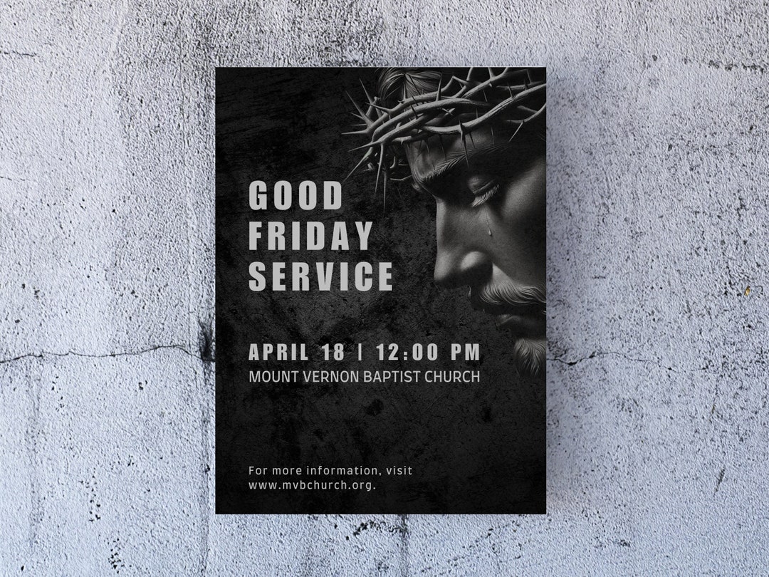 Good Friday Poster Template, Canva Good Friday Flyer, Canva Easter ...