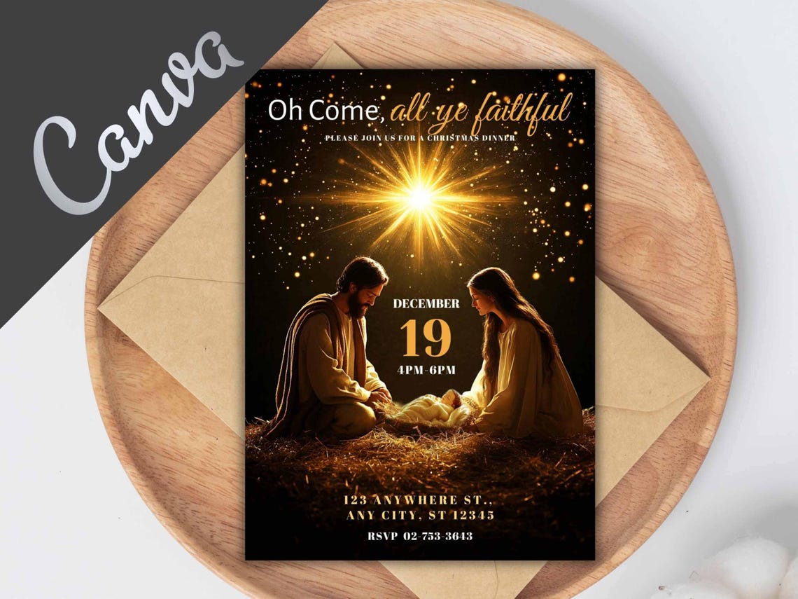 Christian Nativity Invitation, Church Christmas Invitation, Holiday ...