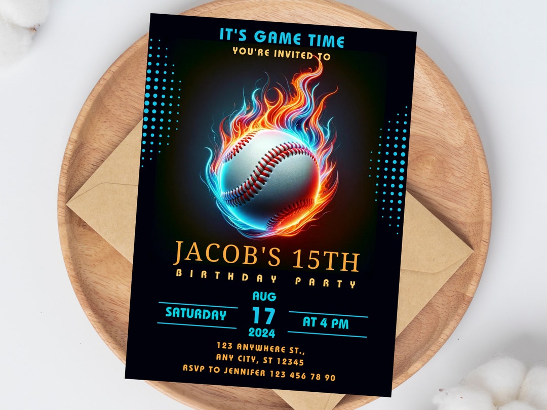 Baseball Birthday Invitation: Sports Theme, Editable 5x7 Canva Template ...