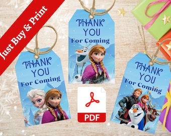 Disney Frozen Thank You Tags Printable INSTANT DOWNLOAD - Etsy