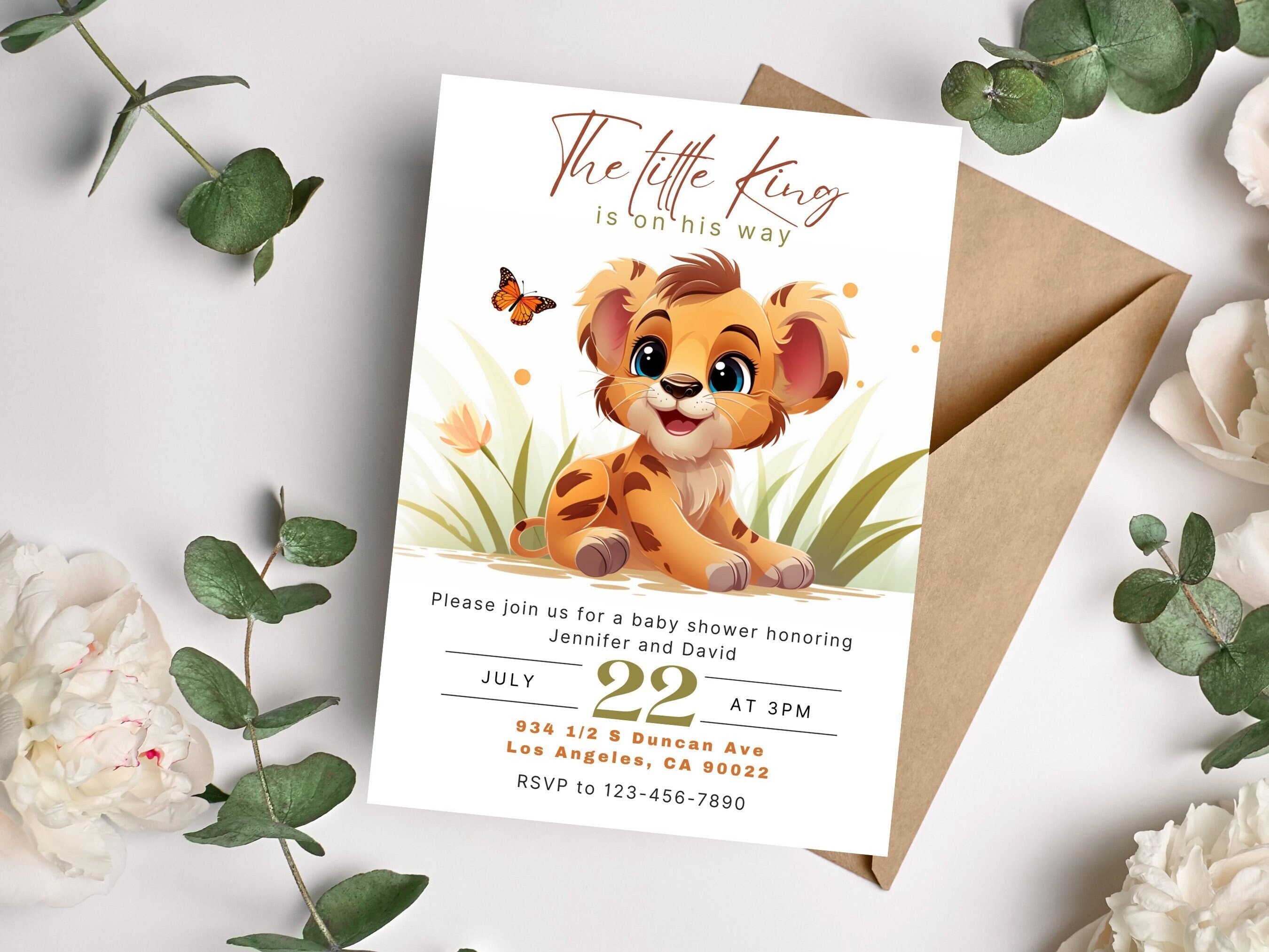 Plantilla de invitación de baby shower del Rey León - Etsy España