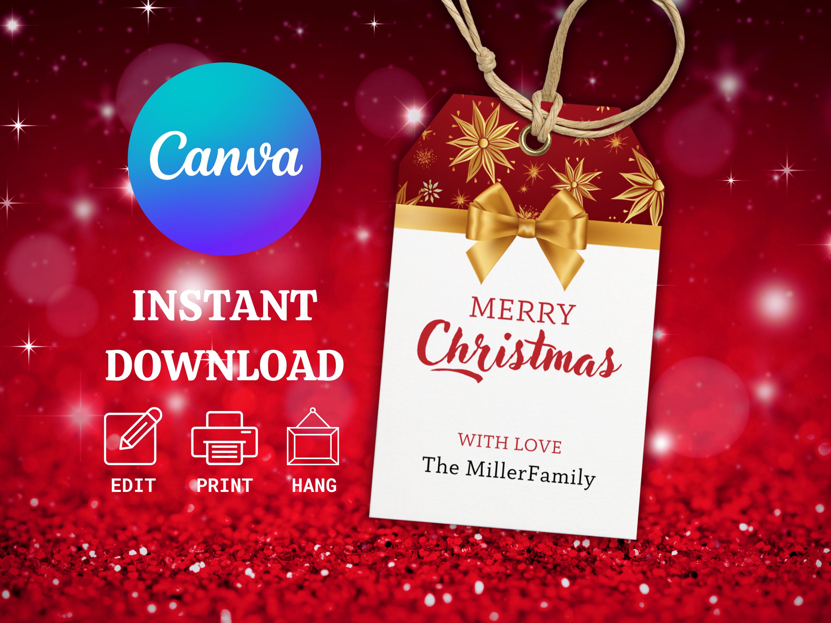 Editable Holiday Gift Tag Printable Christmas Gift Tags - Etsy