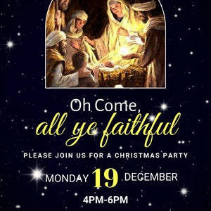 Nativity Christmas Invitation: Religious Church Party Invite (canva ...