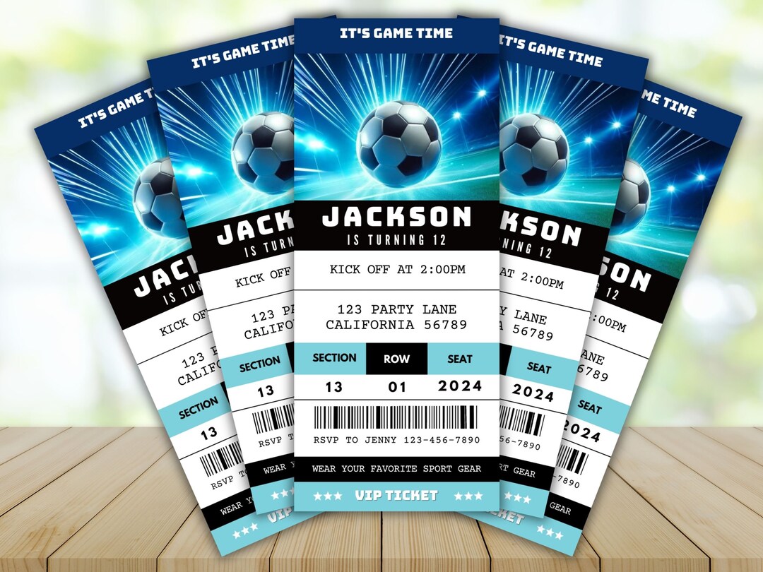 Neon Soccer Ticket Birthday Invitation: Printable Canva Template - Etsy