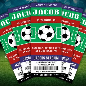 Editable Soccer Ticket Birthday Invitation Template, Soccer Invitation ...
