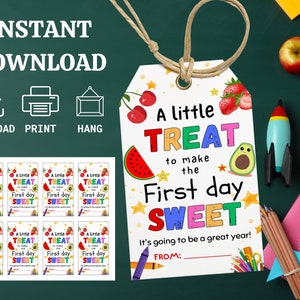 Back to School Tag Printable PDF Gift Tag Printable Fruits Tag, Instant ...