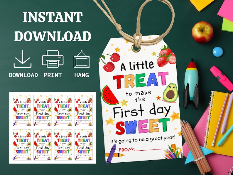Back to School Tag Printable PDF Gift Tag Printable Fruits - Etsy