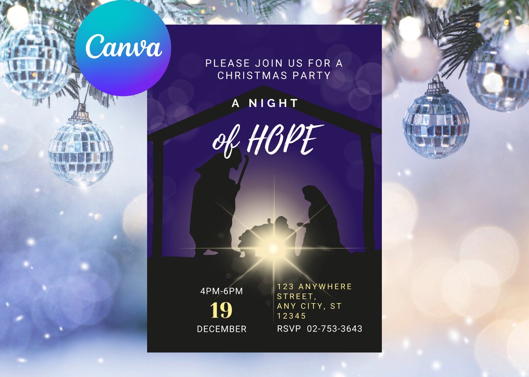 Church Christmas Invitation, Religious Christmas Invitation, Christmas ...