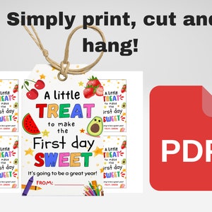 Back to School Tag Printable PDF Gift Tag Printable Fruits Tag, Instant ...