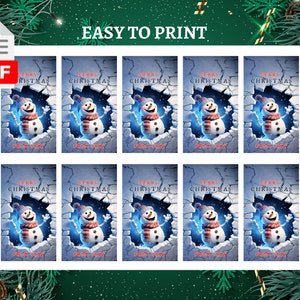 Christmas Snowman Tags Printable Gift Tag, Holiday Tag, Printable ...