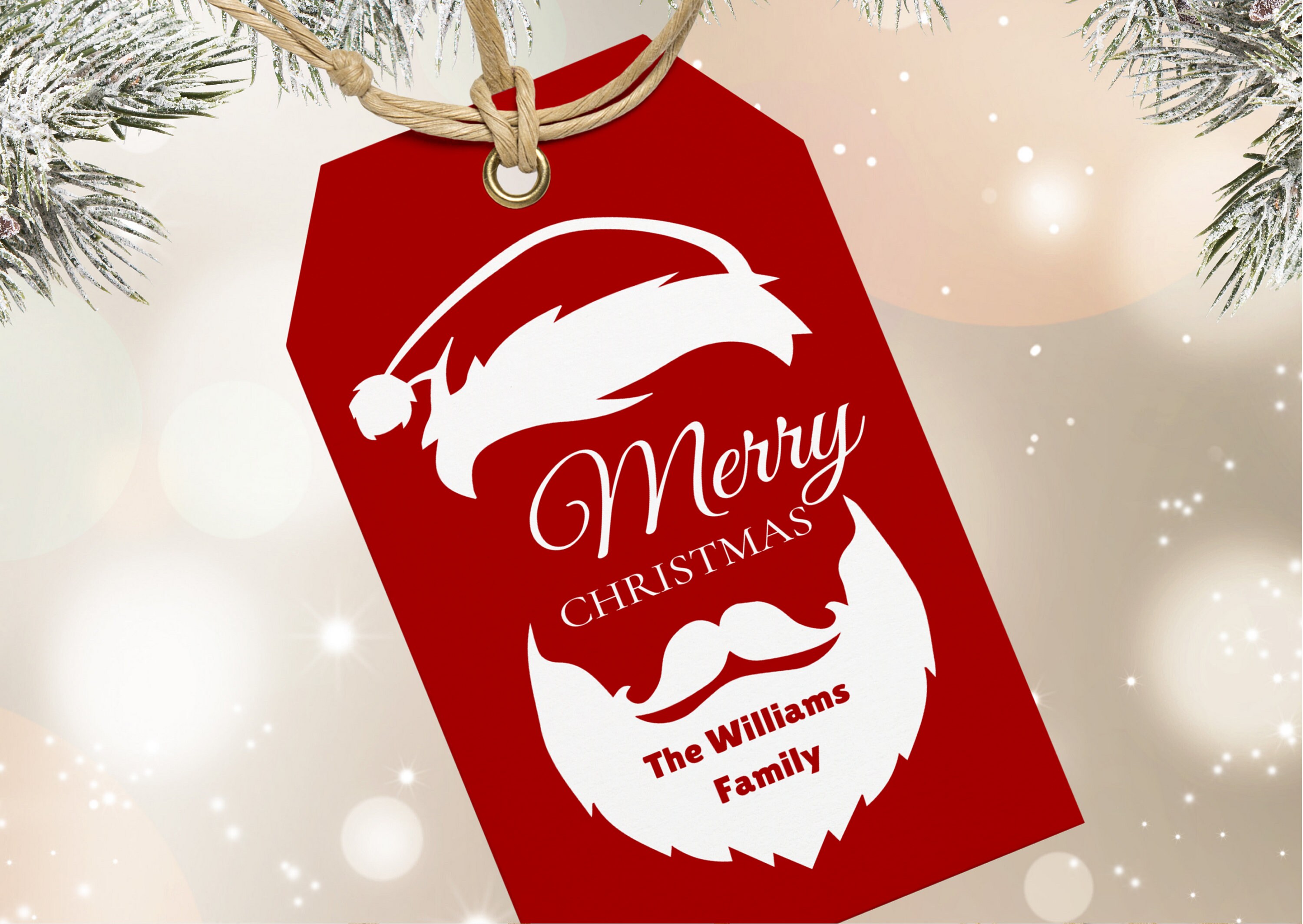 EDITABLE Christmas Gift Tag Holiday Gift Tag Template Santa - Etsy