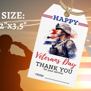 Editable Veterans Day Thank You for Your Service Printable Gift Tag ...