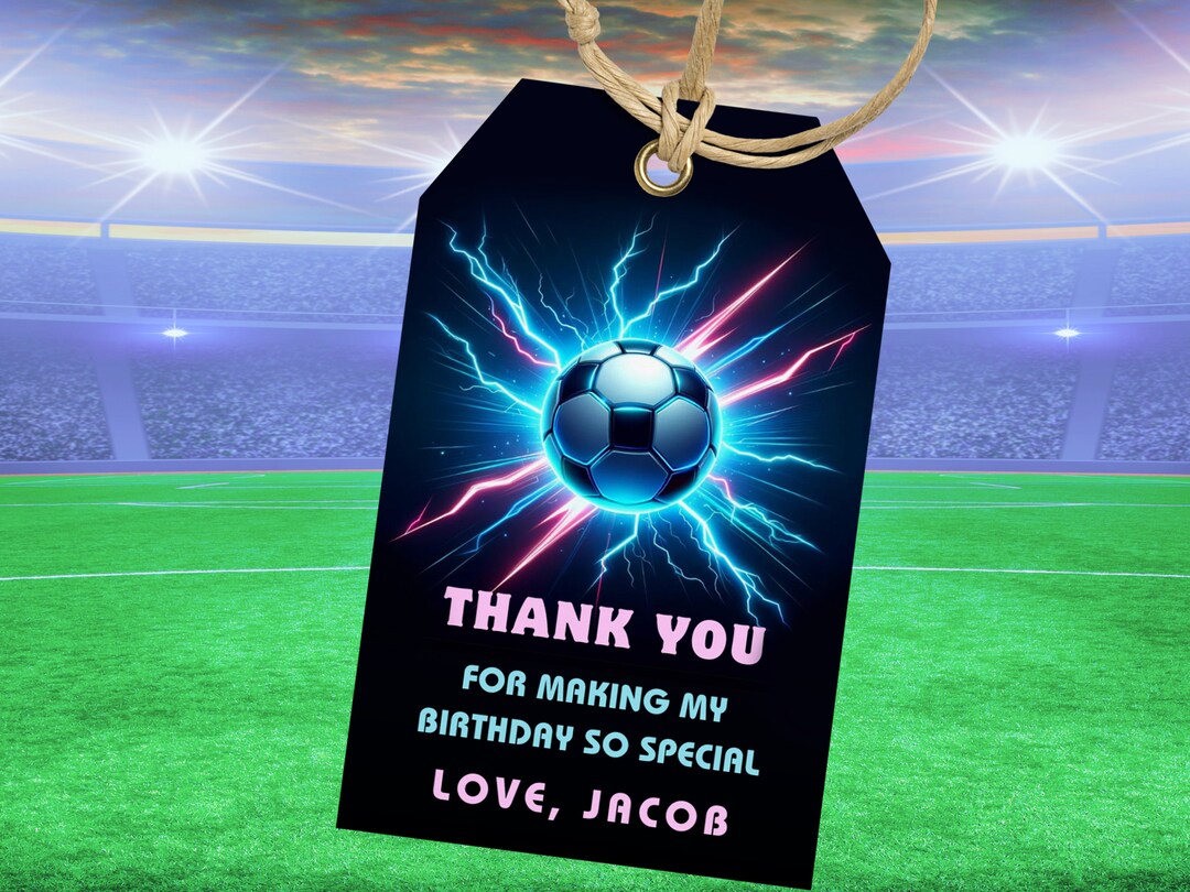 Soccer Birthday Favor Tags Thank You Tag Soccer Party Favor Label ...