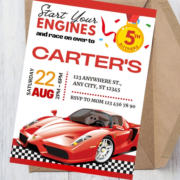 Ferrari Invitation - Etsy