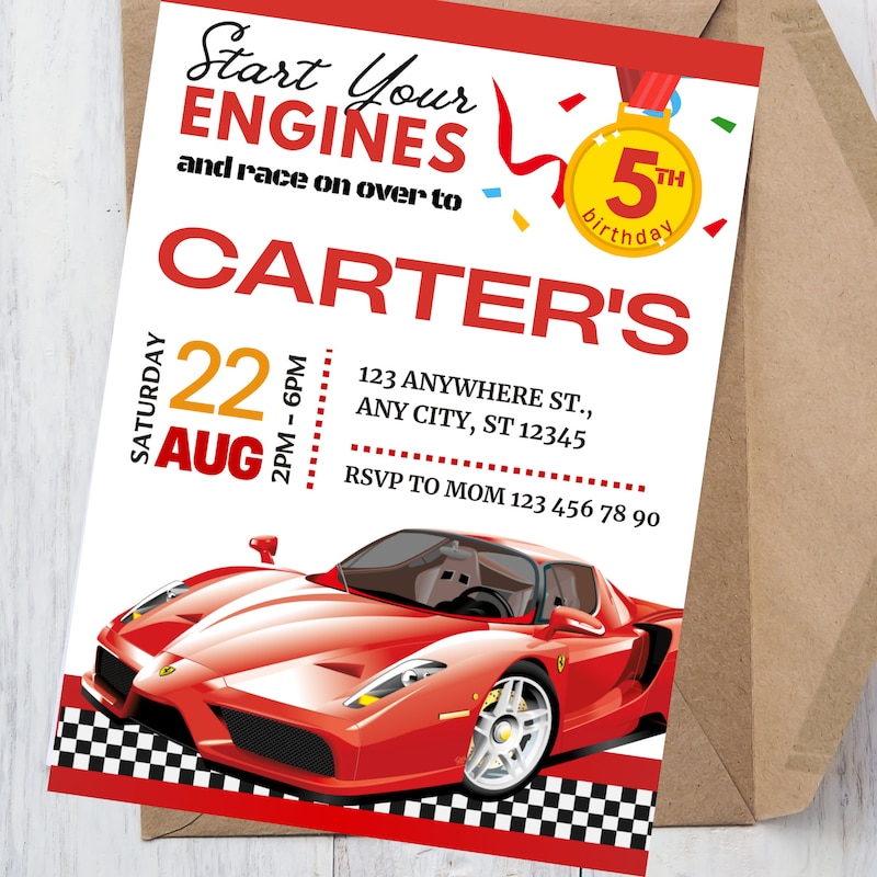 Ferrari Invitation - Etsy