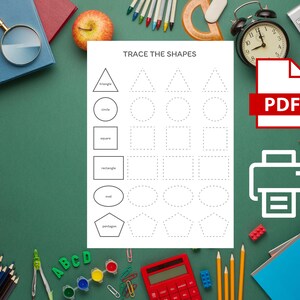 Trace the Shapes PDF, Printable Preschool Activities, Preschool ...