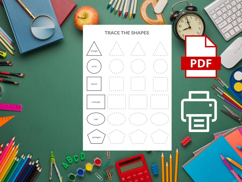 Trace the Shapes PDF Printable Preschool Activities - Etsy