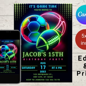 Editable All-star Sports Birthday Invitation Template - Basketball ...