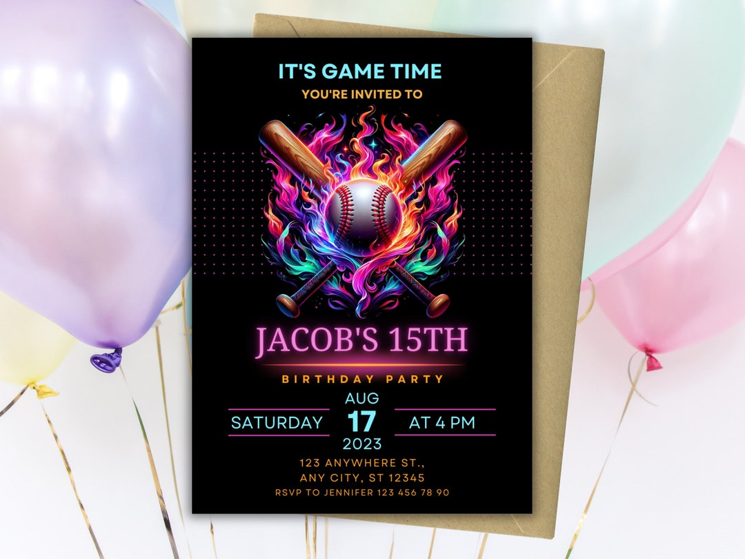 Baseball Birthday Invitation Sport Party Invite, Editable Baseball ...