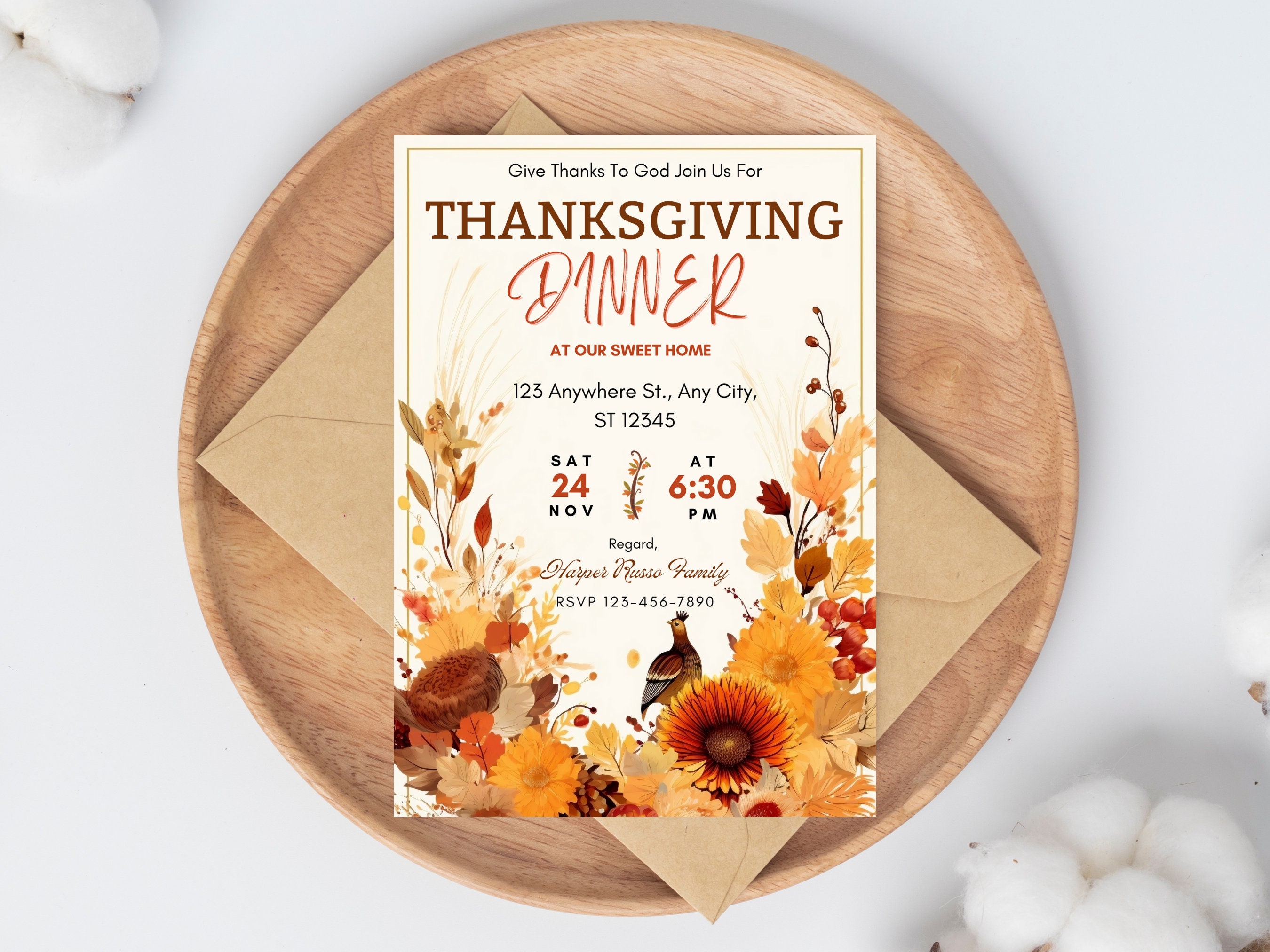 Editable Thanksgiving Invitation Thanksgiving Potluck Dinner - Etsy
