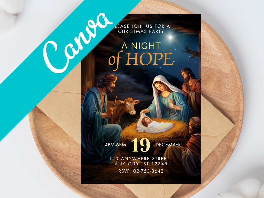 Nativity or Christmas Dinner Invitation or Poster, Editable Church ...