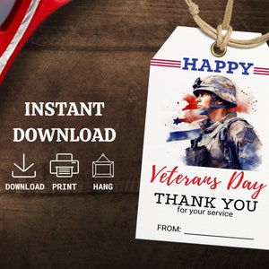 Editable Veterans Day Thank You for Your Service Printable Gift Tag ...