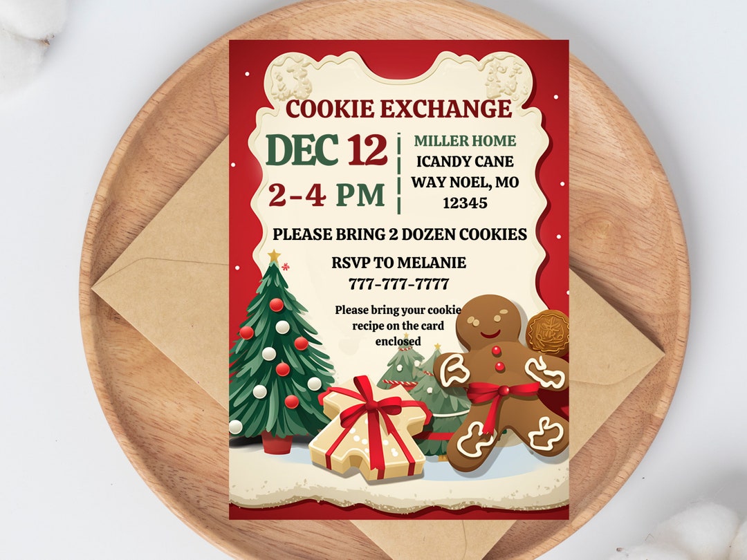 Editable Cookie Exchange Invitation, Cookie Exchange Party Template ...