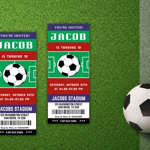 Editable Soccer Ticket Birthday Invitation Template, Soccer Invitation ...