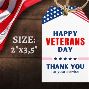Veterans Day Gift Tags | Printable PDF | Happy Veterans Day Tags ...