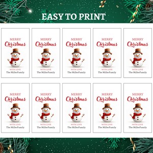 Snowman Christmas Gift Tag Template, Printable Holiday Favor Tag ...