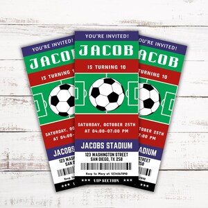 Editable Soccer Ticket Birthday Invitation Template, Soccer Invitation ...