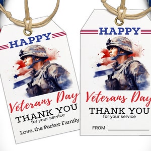Editable Veterans Day Thank You for Your Service Printable Gift Tag ...