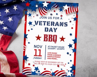 Veterans Day Celebration Flyer Invitation Template - Etsy