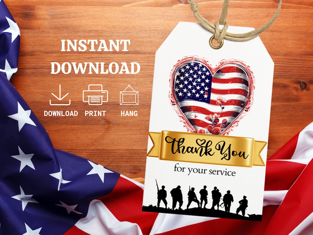 Patriotic Thank You Tags: Memorial/veteran's Day Gift (PDF) - Etsy
