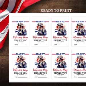 Editable Veterans Day Thank You for Your Service Printable Gift Tag ...