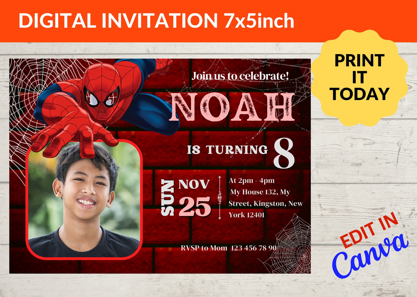 Spiderman Birthday Invitation Spiderman Birthday Invite - Etsy