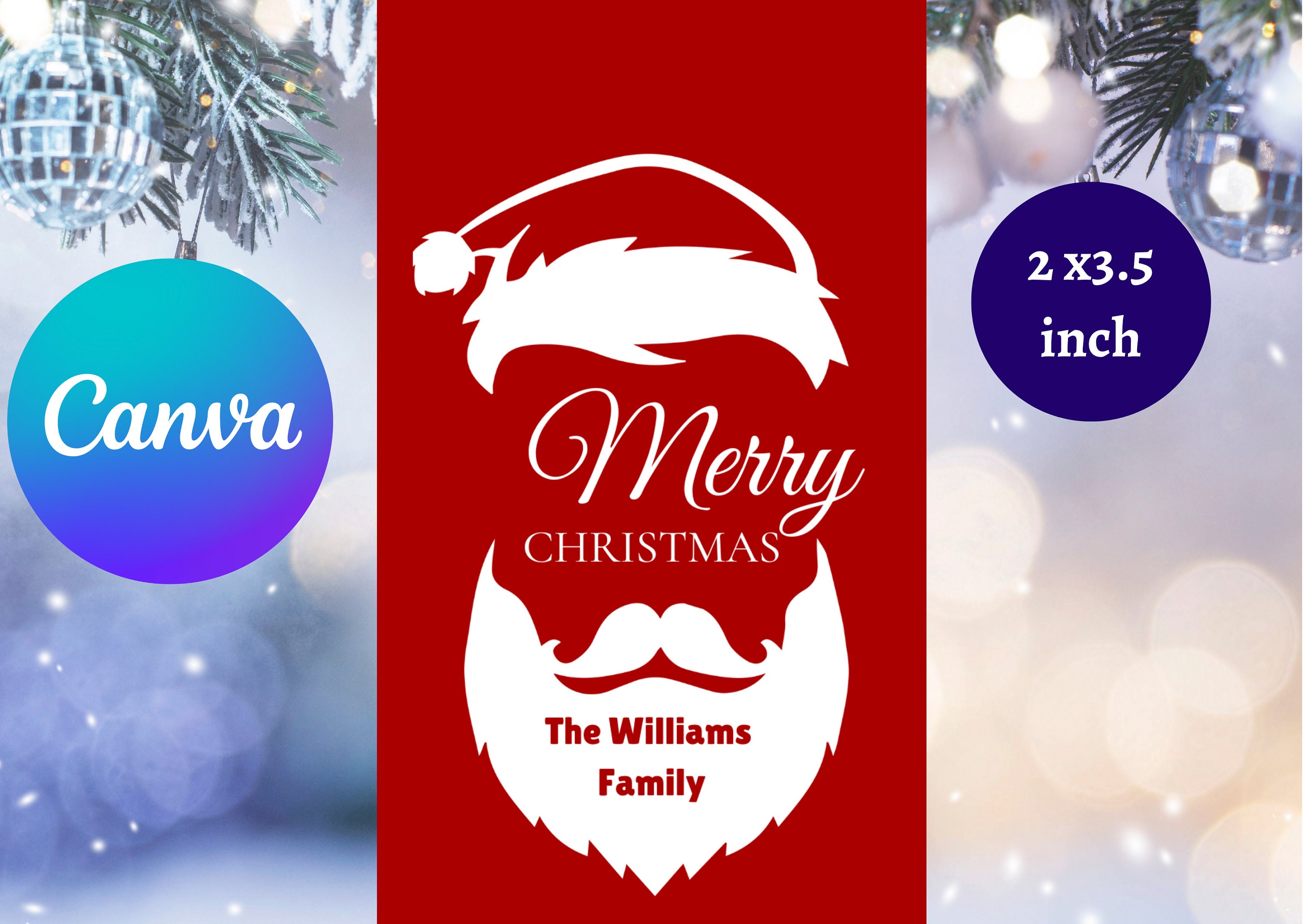 EDITABLE Christmas Gift Tag Holiday Gift Tag Template Santa - Etsy