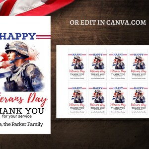 Editable Veterans Day Thank You for Your Service Printable Gift Tag ...
