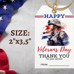 Editable Veterans Day Thank You for Your Service Printable Gift Tag ...