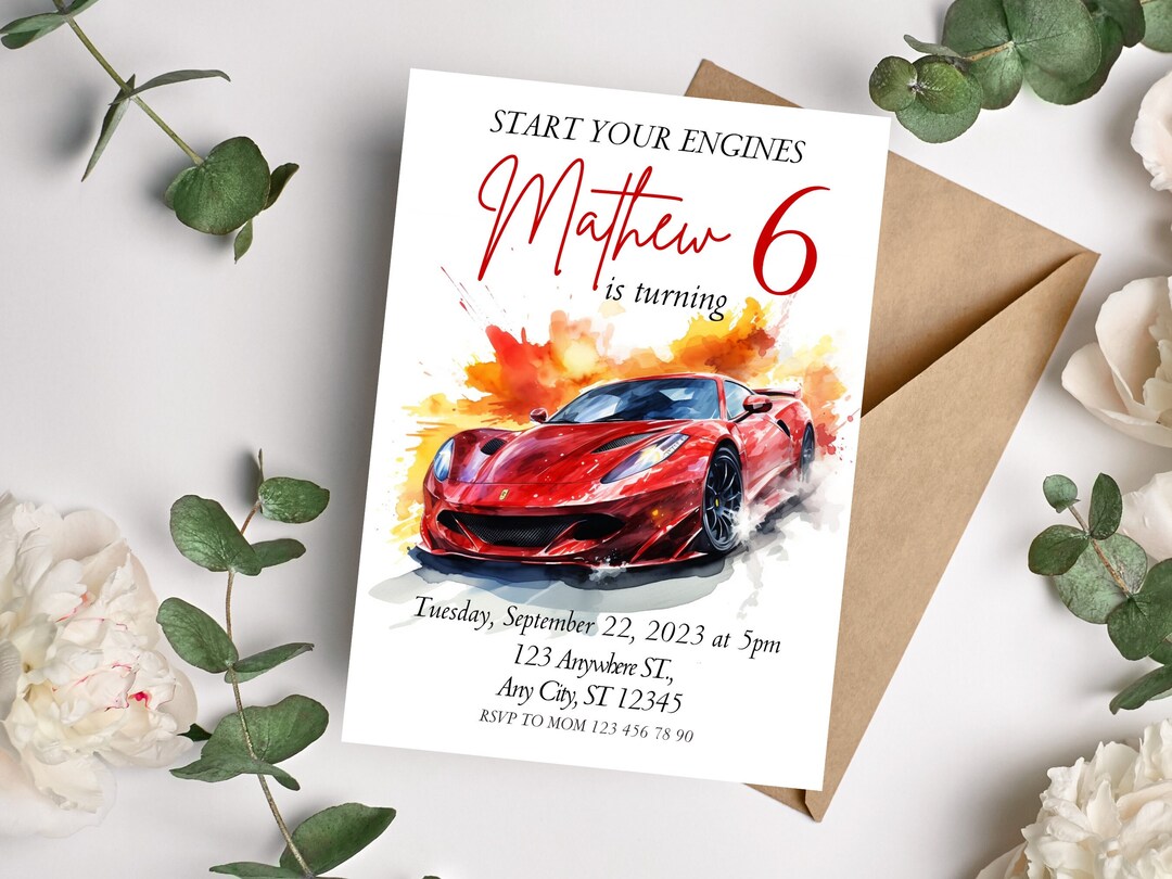 Editable Race Car Invitation Birthday Kids Party Invite | Sport Car ...