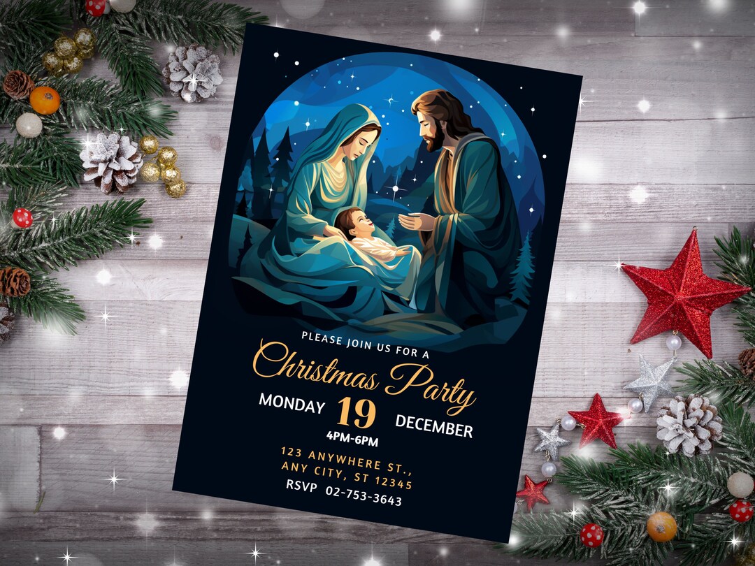 Religious Christmas Invitation / Editable Christian Nativity Invite ...