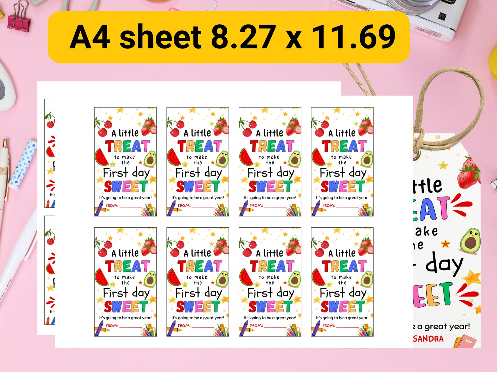 Back to School Tag Printable PDF Gift Tag Printable Fruits - Etsy