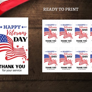 Veterans Day Gift Tags Printable, Printable Veterans Day Tags, Happy ...